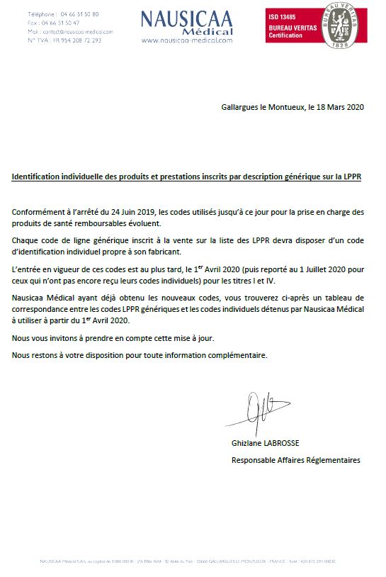Nouveaux codes LPP - NAUSICAA Médical